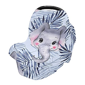 Nursing Cover Breastfeeding Scarf Pattern with Elephants- Baby Car Seat Covers, Infant Stroller Cover, Carseat Canopy (a)