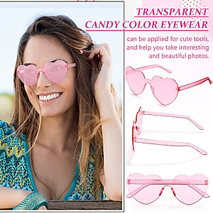 Flutesan 42 Pairs Heart Shaped Sunglasses Bulk Color Rimless Transparent Frameless Glasses for Women Summer Party Favor(Pink)