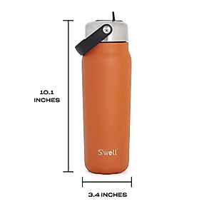 S'well Recycled Stainless Steel Explorer with Flip Straw Lid, 24oz, Carnelian, Triple Layered Vacuum Insulated Containers Keeps Drinks Cold for 36 Hours and Hot for 8