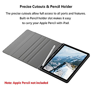 Keyboard Case for iPad 9th 8th 7th Generation 10.2 inch, iPad Air 3rd Gen 10.5" 2019, iPad Pro 10.5 inch 2017 Case with Keyboard, Detachable Bluetooth Keyboard with Pencil Holder Folio Cover (Black)