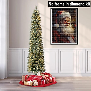 SKRYUIE 5D Santa Claus Diamond Art Painting Kits - DIY Diamond Art Christmas in July, Full Round Drill - Crystal Embroidery Cross Stitch - Adult Craft for Wall & Office Decor - 12x16 inch