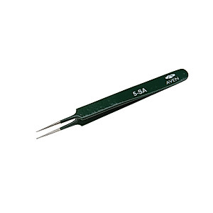 Aven 18062EZ E-Z Pik Style 5 Precision Tweezer, Stainless Steel, 4-1/4" Length