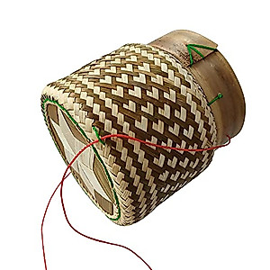 Heavens Tvcz Serving Basket Bamboo Sticky ''KRA-Tip'' Thai Laos Rice Handmade Traditional Weave Wickerwork Vegetable Based Dye Serving Travel Picnic Keeping Rice After Steaming Keep Sticky Rice Warm