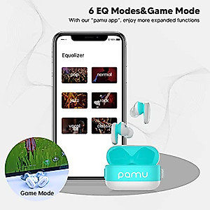 pamu Z1 Wireless Earbuds Active Noise Cancelling Earphones Bluetooth 5.2 with Dual ANC 4 Mics ENC, in-Ear Headphones with Charging Case Hi-Fi Sound, Low Latency Game Mode, Touch Control (Blue)