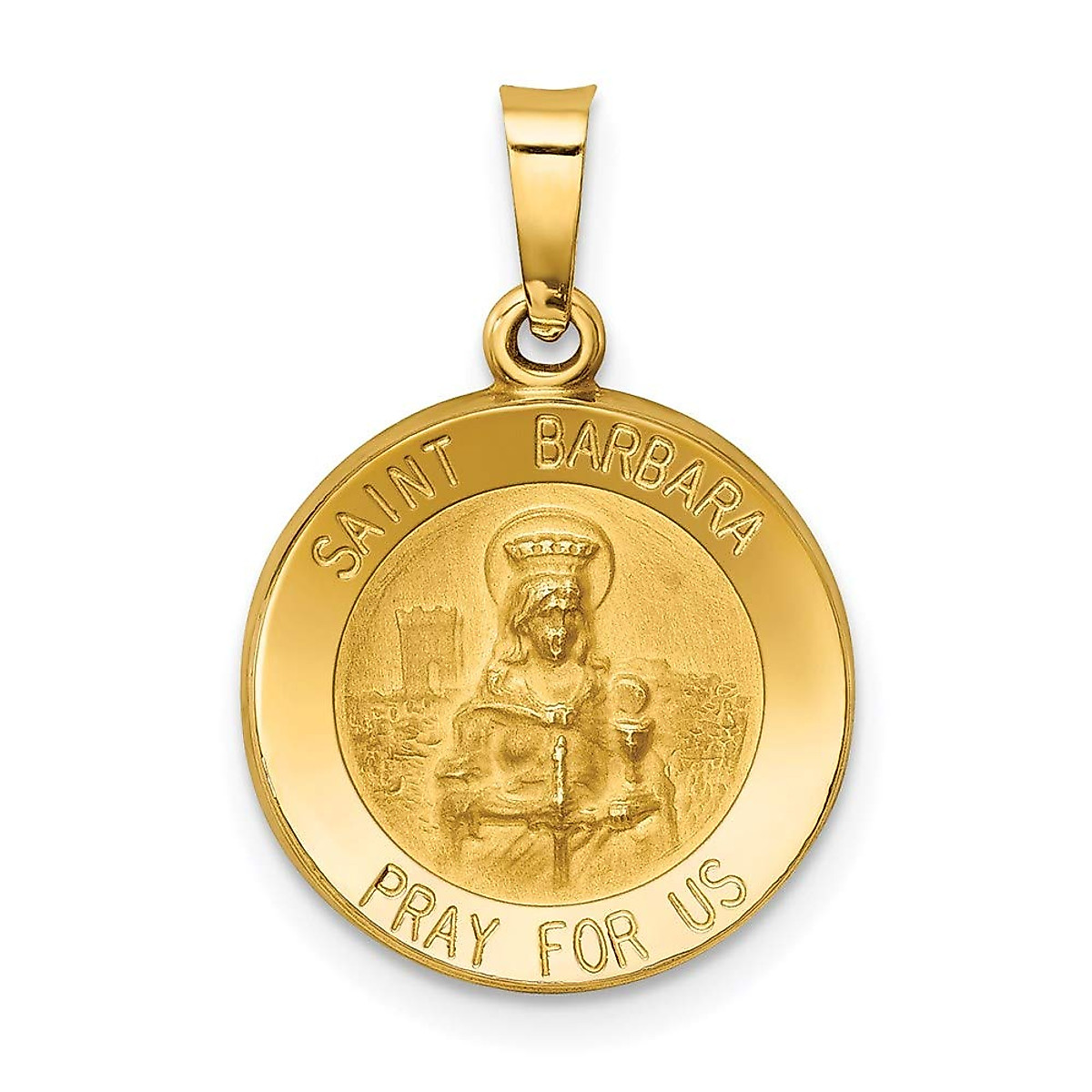 IceCarats 14K Yellow Gold Saint Barbara Medal Necklace Charm Pendant Only
