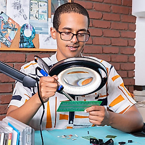 Brightech LightView Pro Magnifying Desk Lamp, 2.25x Light Magnifier with Clamp, Adjustable Magnifying Glass with Light for Crafts, Reading, Close Work - Black