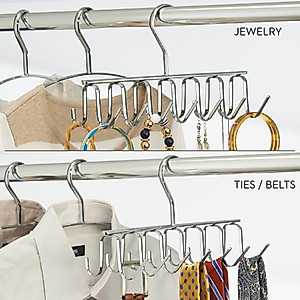 iDesign Axis Metal Hanger, Hanging Closet Organization Storage Holder, Men's Ties, Women's Shawls, Pashminas, Scarves, Clothing, Accessories, 14 Hooks, Tie and Belt Rack