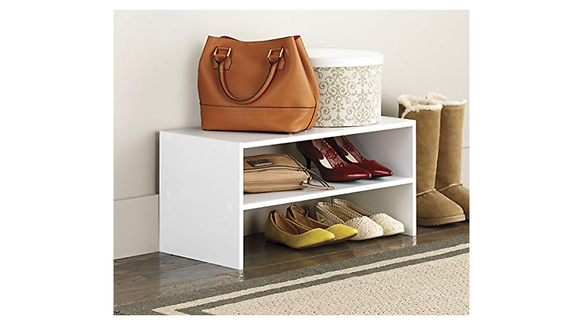 Whitmor Stackable 2-Shelf Shoe Rack - Stylish White Storage Solution