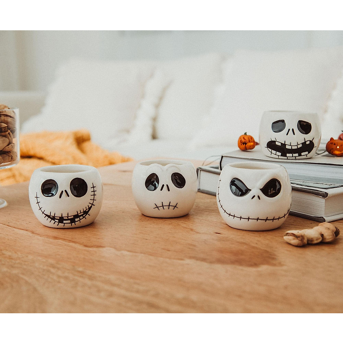 Disney The Nightmare Before Christmas Jack Skellington Faces 3-Ounce Mini Shot Glass Cups, Set of 4