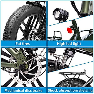 ONEBOT T6F Electric Bike Foldable 20" X 4.0" Fat Tire Electric Bicycle with 350W Motor, 48V 10.5AH Removable Battery Ebike Rear Motor with 6 Speed Gear