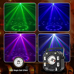Disco Light Party Light, Eyeshot Led DJ Lights 4 in 1 with Magic Kaleidoscope Ball, Led Patterns Strobe Light and Purple UV Light, Great for Stage & dj Lighting, Disco Club Party Church Lights