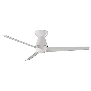 Slim Smart Indoor and Outdoor 3-Blade Flush Mount Ceiling Fan 52in Matte White with 3000K LED Light Kit and Remote Control works with Alexa, Google Assistant, Samsung Things, and iOS or Android App