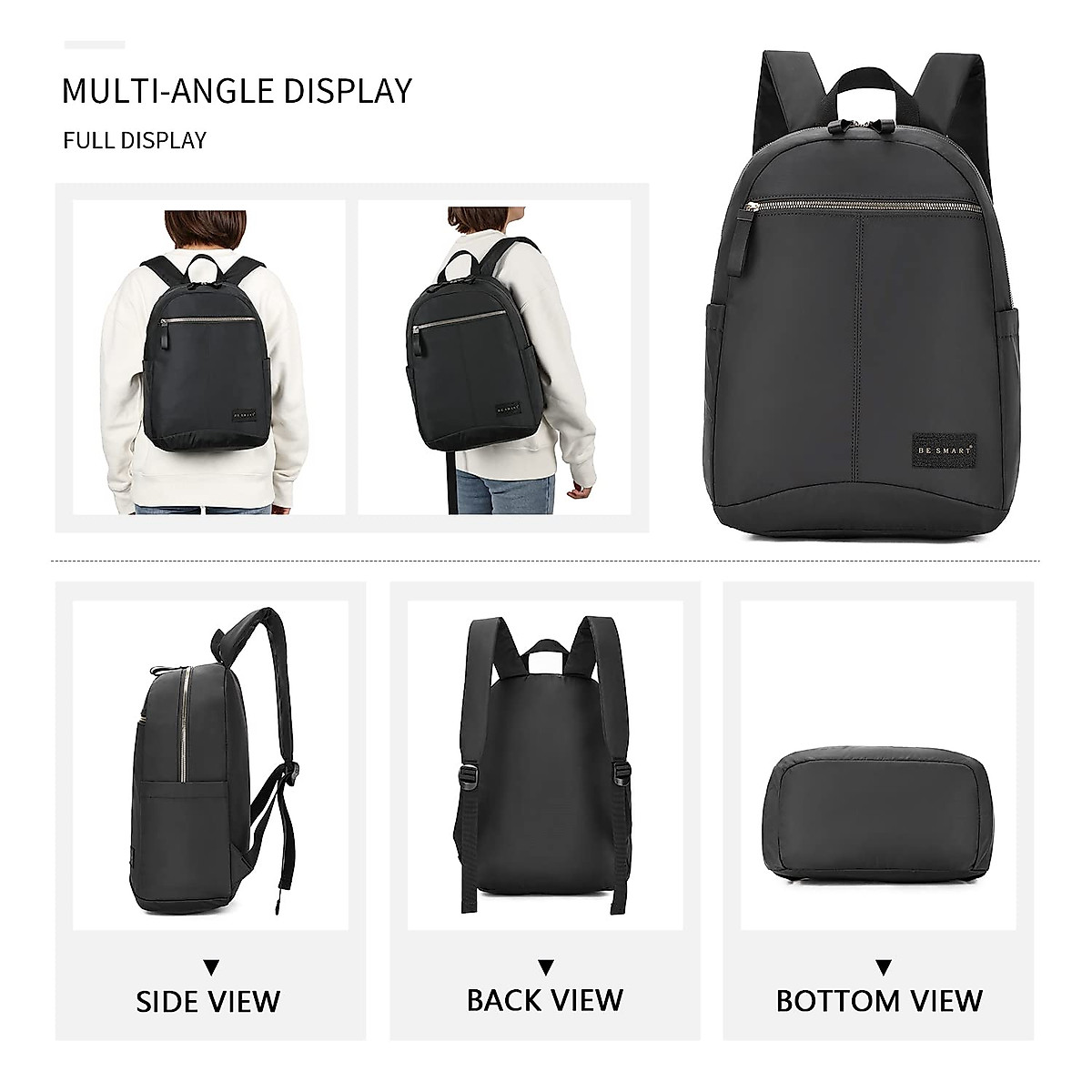 BE SMART Classic Woman Casual Travel Backpack, Stylish Mummy Bag for diaper and baby stuff, Lightweight Business Work Bag for 13.5" Laptop, Suit for Girls,ladies,Student & Mother