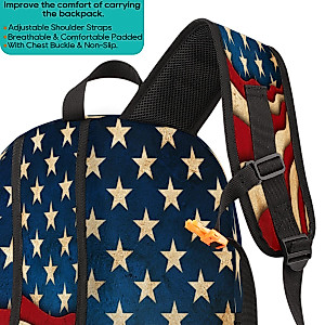 Herdesigns American Flag Custom Backpack for Men Women Adult 4th of July Personalized Lightweight Casual Laptop Backpack Customized Computer Hiking Gym Travel Travel Daypack with Name