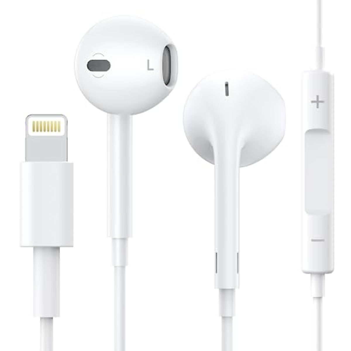 Earbuds Wired for iPhone with Lightning Connector [No Bluetooth Required] Headphones [MFi Certified] Built-in Mic & Volume Control, Earphones Compatible with iPhone 14/13/12/11/XS/X/8/All iOS System