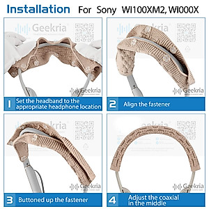 Geekria 2PCS in-Ear Knit Fabric Headband Cover Compatible with Sony WI-1000XM2, WI-1000X, WI-C400, Bluetooth Wireless Stereo Headset Headphones, Head Cushion Pad Protector (Light Brown)
