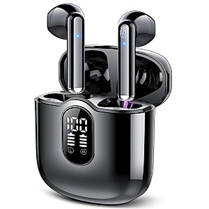 Aptkdoe Wireless Earbuds, Bluetooth 5.3 Headphones with Hi-Fi Stereo Clear Call Mic, 30 Hrs Playtime Bluetooth Earbuds Touch Control with LED Display, IPX7 Waterproof Earphones for iOS Android Laptop