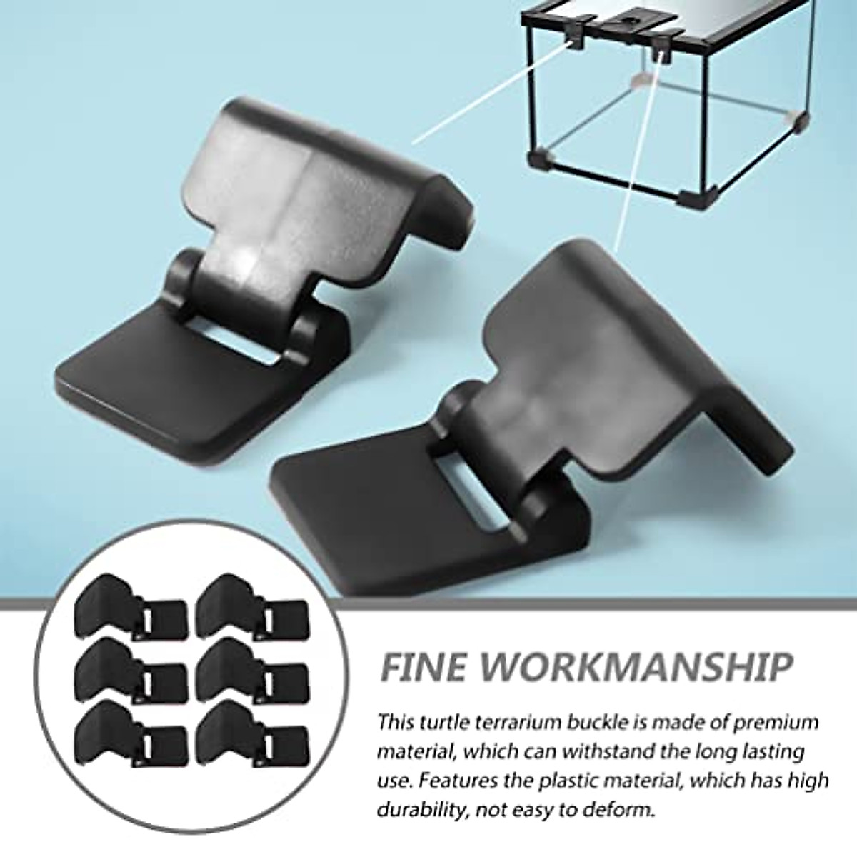 VILLCASE 6pcs Reptile Terrarium Covers Screen Clips, Anti- Escape Reptile Plastic Terrarium Buckle for Aquariums, 5.00X3.00X2.50cm/1.97X1.18X0.98in