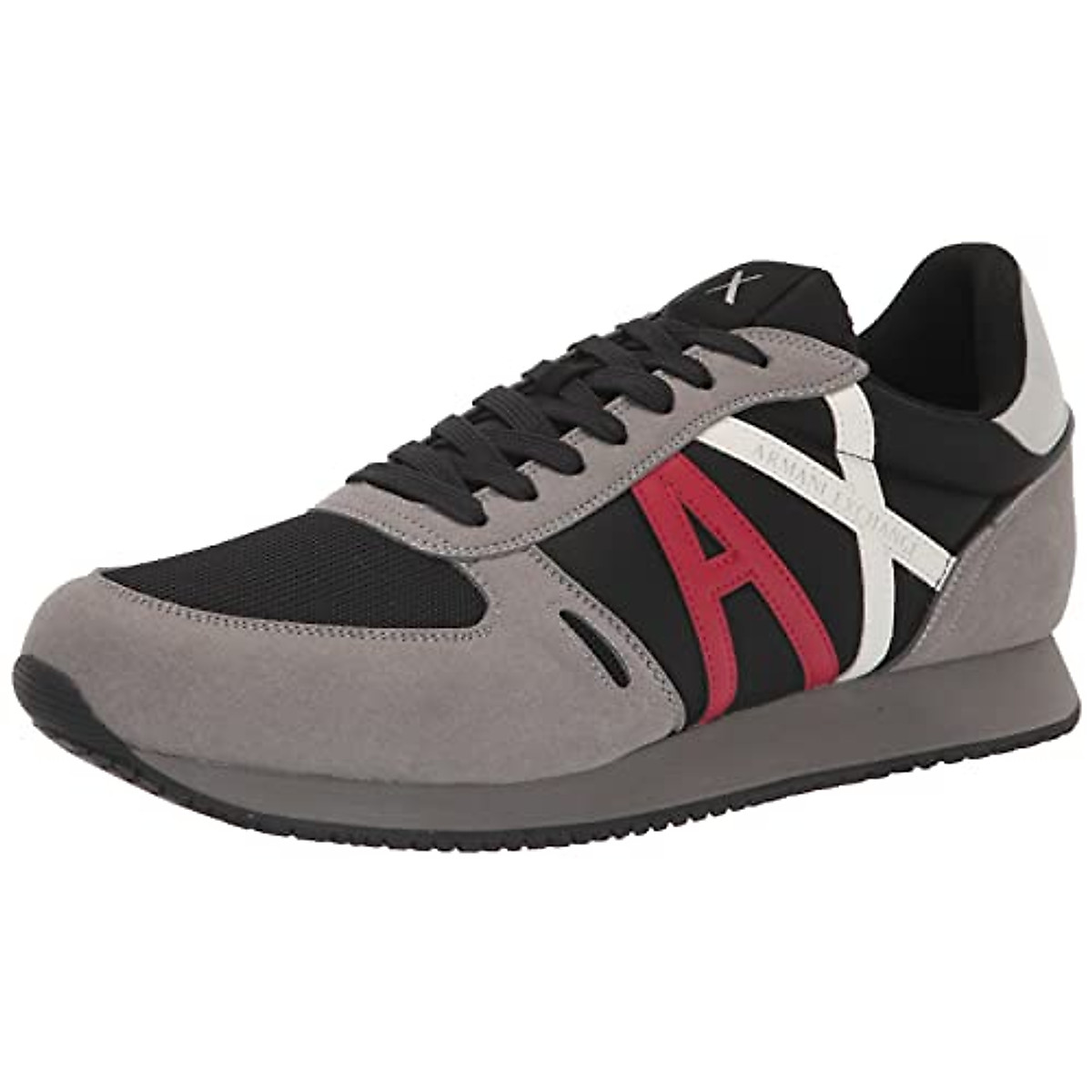 A|X ARMANI EXCHANGE Men's Retro Trainer Sneaker, Shark + Black, 12