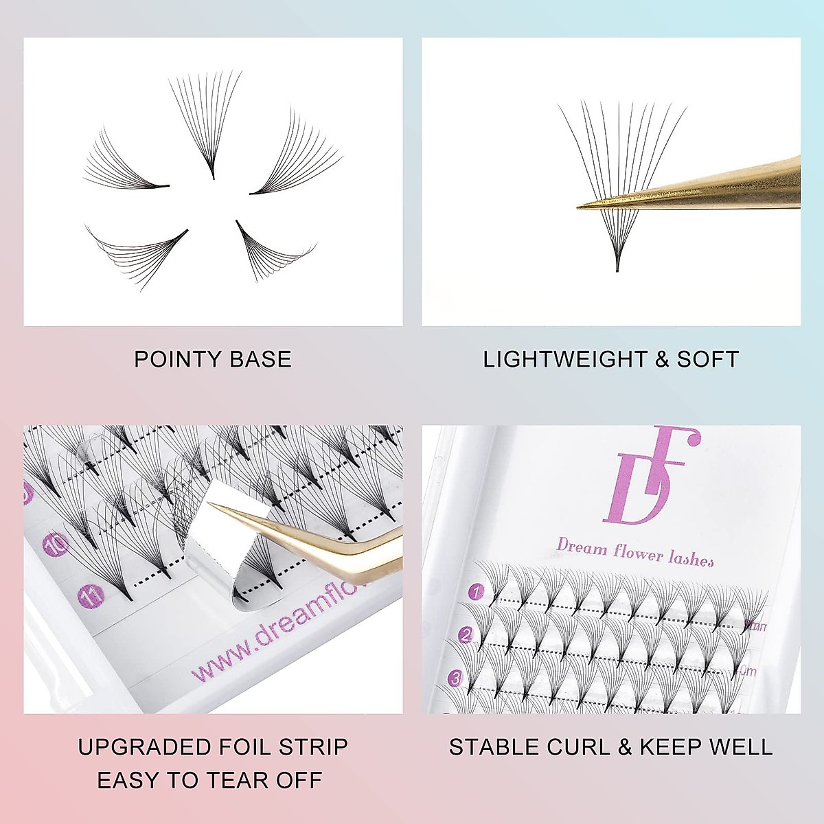 12 Colors Lash Extensions 10D DF Premade Fans Eyelash Extensions 14mm D Curly Color Lashes Volume Lash Extensions（color-10D-0.07D-14mm）