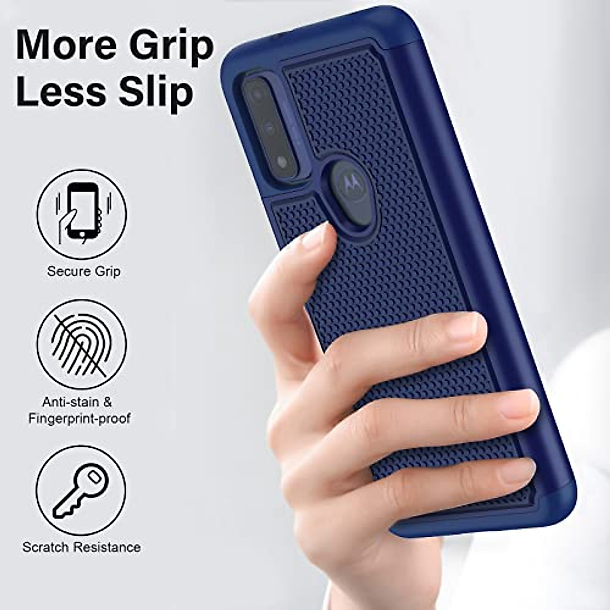 NTZW for Moto G Pure Phone Case: Moto G Power 2022 Case - Moto G Play 2023 Case Protective Case Cover |Anti-Slip & Shock-Proof Silicone TPU Bumper | Heavy Duty Protection Case (Dark Blue)