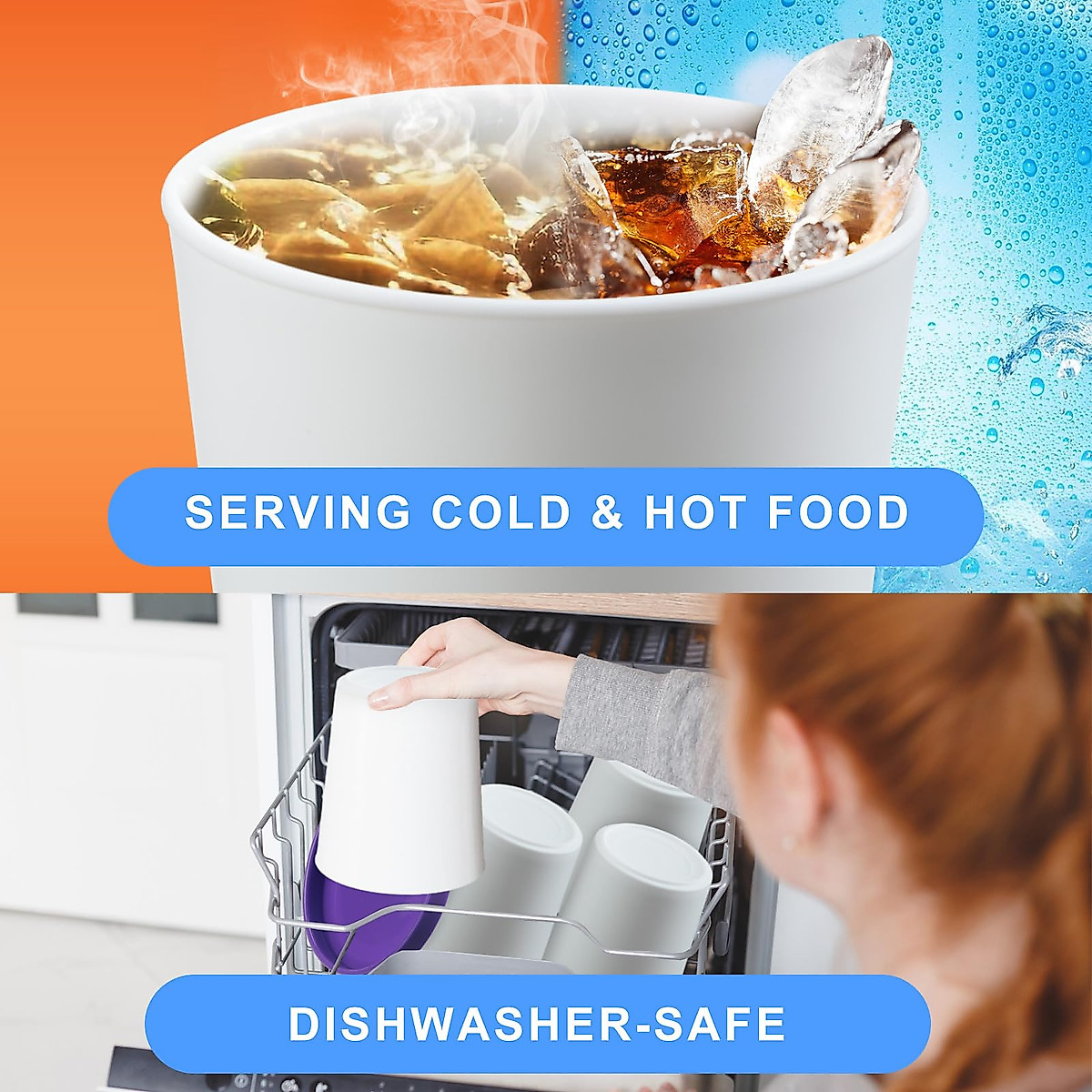 Uiifan 8 Pcs 1 Qt Ice Cream Containers for Homemade Ice Cream Reusable Ice Cream Storage Containers with Silicone Lids for Freezer, Freezer Containers Tubs for Ice Cream Sorbet and Gelato Storage