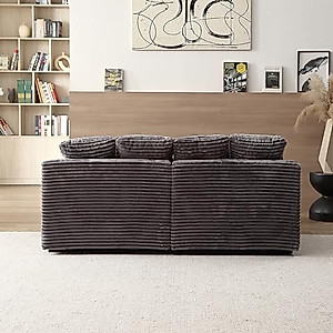 FANYE 74.8" Luxury Twin Chaise Daybed Sofa Couch for Living Room,Modern Corduroy Upholstery Lounge Love Seat Sleeper Sofabed with 6 Piilows