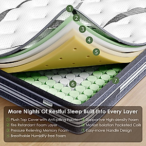 Naiveer King Size Mattress in a Box 14 Inch King Memory Foam Hybrid Mattress with Individually Wrapped Coils CertiPUR-US Certified Foam Medium Firm King Mattress for Back Pain & Overweight