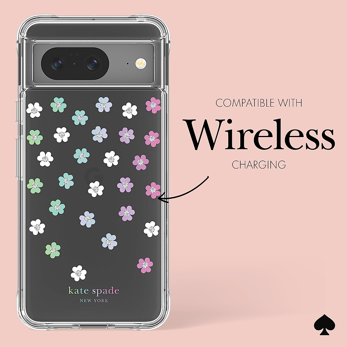 kate spade new york Google Pixel 8 Case, Compatible with Wireless Charging - Scattered Flowers
