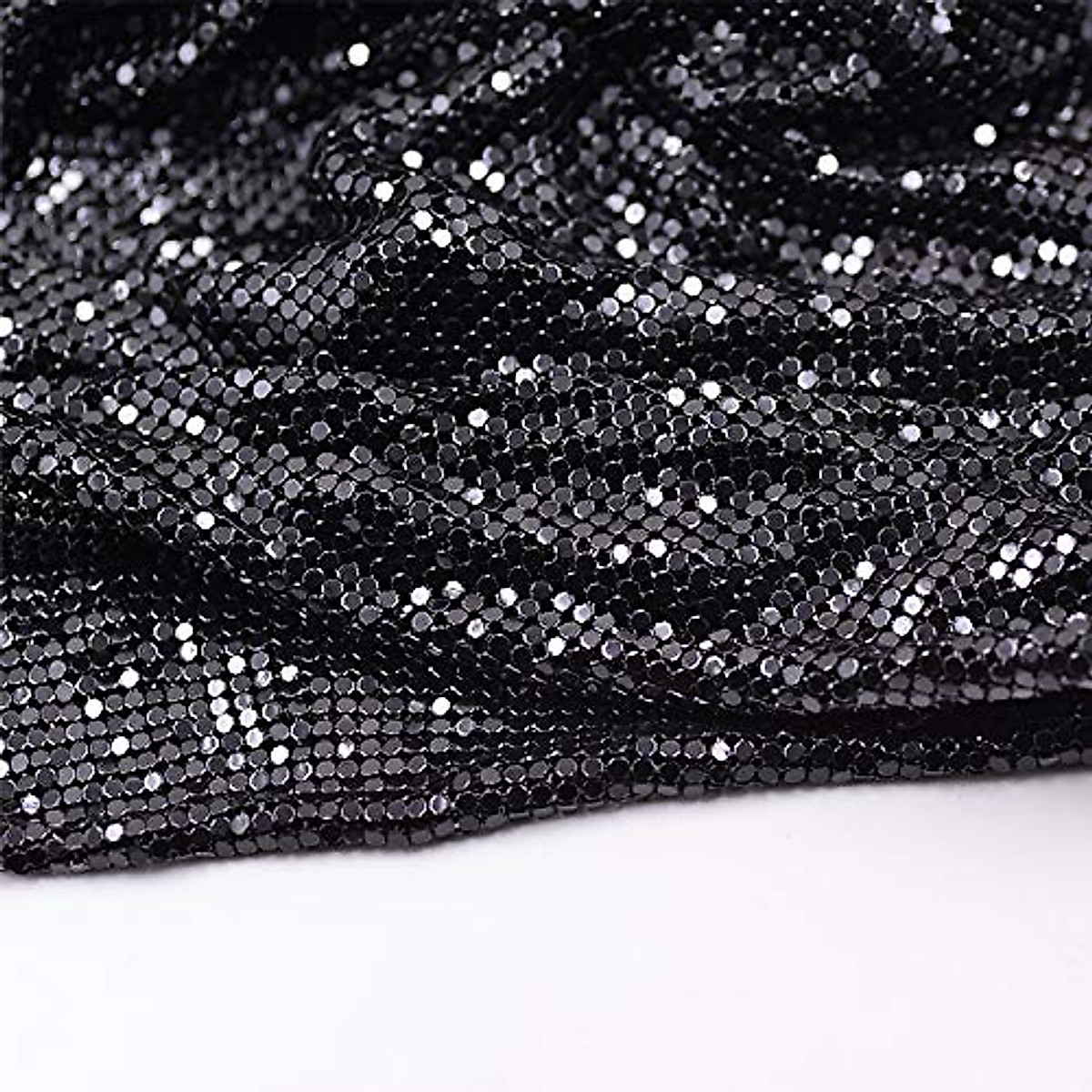 45x150cm Sparkly Metal Mesh Fabric Chainmail Jewelry Dress Craft Bag Making (Black)