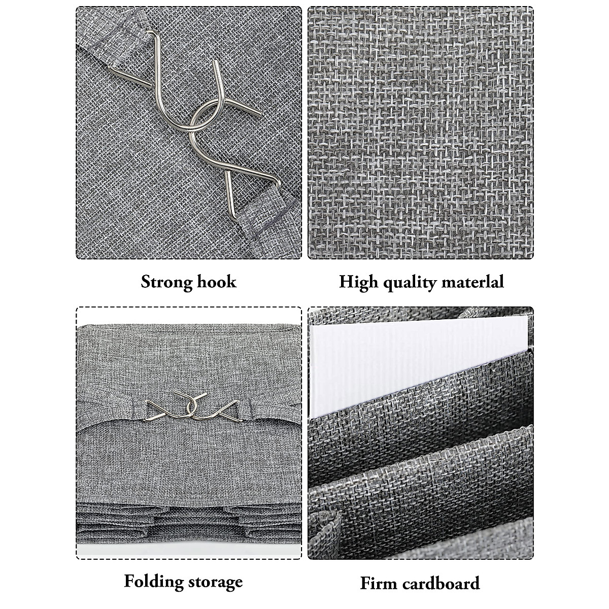 8-Shelf Hanging Closet Organizer with 2 Drawers, 3-Shelf and 5-Shelf Separable Closet Hanging Organizer,Fabric Cloth Hanging Shelf with 2 Sturdy Hooks for Home Clothes Toy Storage, Gray