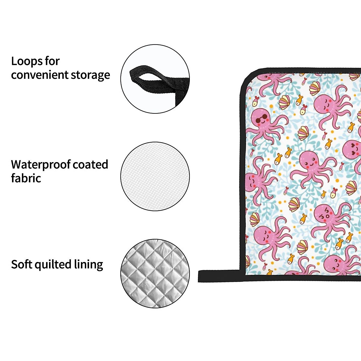 Cute Octopus Oven Mitts and Pot Holders Sets of 4 Heat Resistant Cooking Gloves and Potholders Non-Slip Kitchen Mittens Hot Pads with Hanging Loop for Kitchen Baking BBQ Grilling Picnic