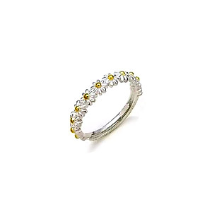 Daisy Ring Adjustable Daisy Flower Ring Dainty Flower Ring Delicate Sunflower Ring Jewelry Gifts Promise Statement Band Daisy Silver Ring Tiny Dainty Flower Ring Gift-Daisy Ring