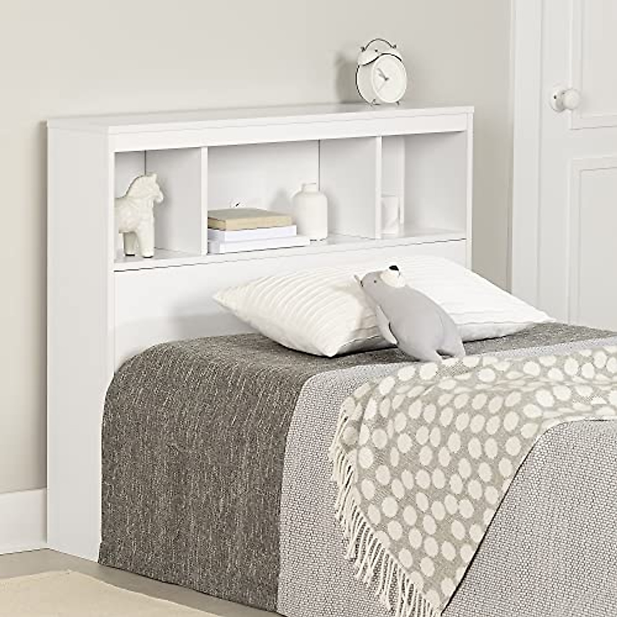 South Shore Summertime Bookcase Headboard, Twin, Pure White