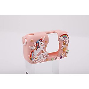 ARNSSIEN 1pcs Mini Silicone Decorative Cartoon for Digital Compatible Kid Camera Creative Design Child Shockproof Skin Protector Case Pink Astronaut