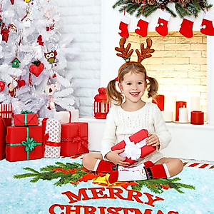 junovo 2 x 6ft Christmas Area Rug Runner Merry Christmas Poinsettia Indoor Rug for Xmas Holiday Decoration, Non-Slip Festive Christmas Carpet Red Flower Door Mat for Fireplace Bedroom Living Room