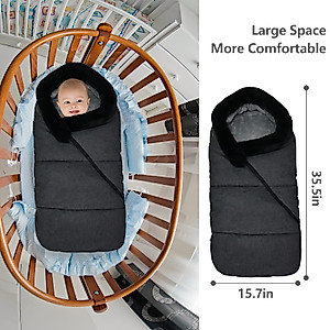 Baby Bunting Bag, Footmuff for Stroller Warm Sleeping Bag for Pushchair Stroller and Car Seat, Black