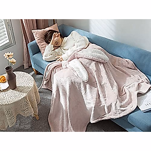 Soft Big Bunny Ears Wearable Blanket, Blanket Wrap with Buttons Comfy Hoodie Hooded Cape Throw for Women (Pink)