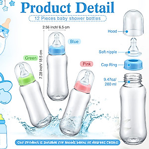 Roowest Baby Bottles for Baby Shower Games Bottle Chug 12 Pcs Plastic Baby Bottles Bulk and Bottle Chug Sign Baby Bottle Chugging Games for Party Gender Reveal Wedding Bridal Shower(Green Leaves)