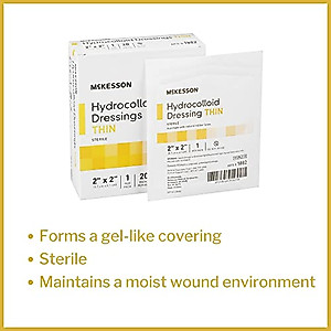 McKesson Hydrocolloid Dressing, Sterile, Thin, 2 in x 2 in, 20 Count, 1 Pack