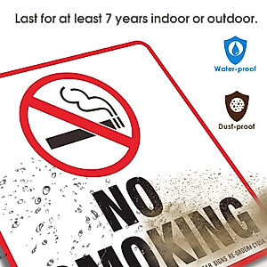 No Smoking Sign Stickers - 6 Pack 6 x 6 Inches - 4 Mil Vinyl - Laminated for Ultimate UV, Weather, Scratch, Water and Fade Resistance - Self Adhesive- Indoors and Outdoors