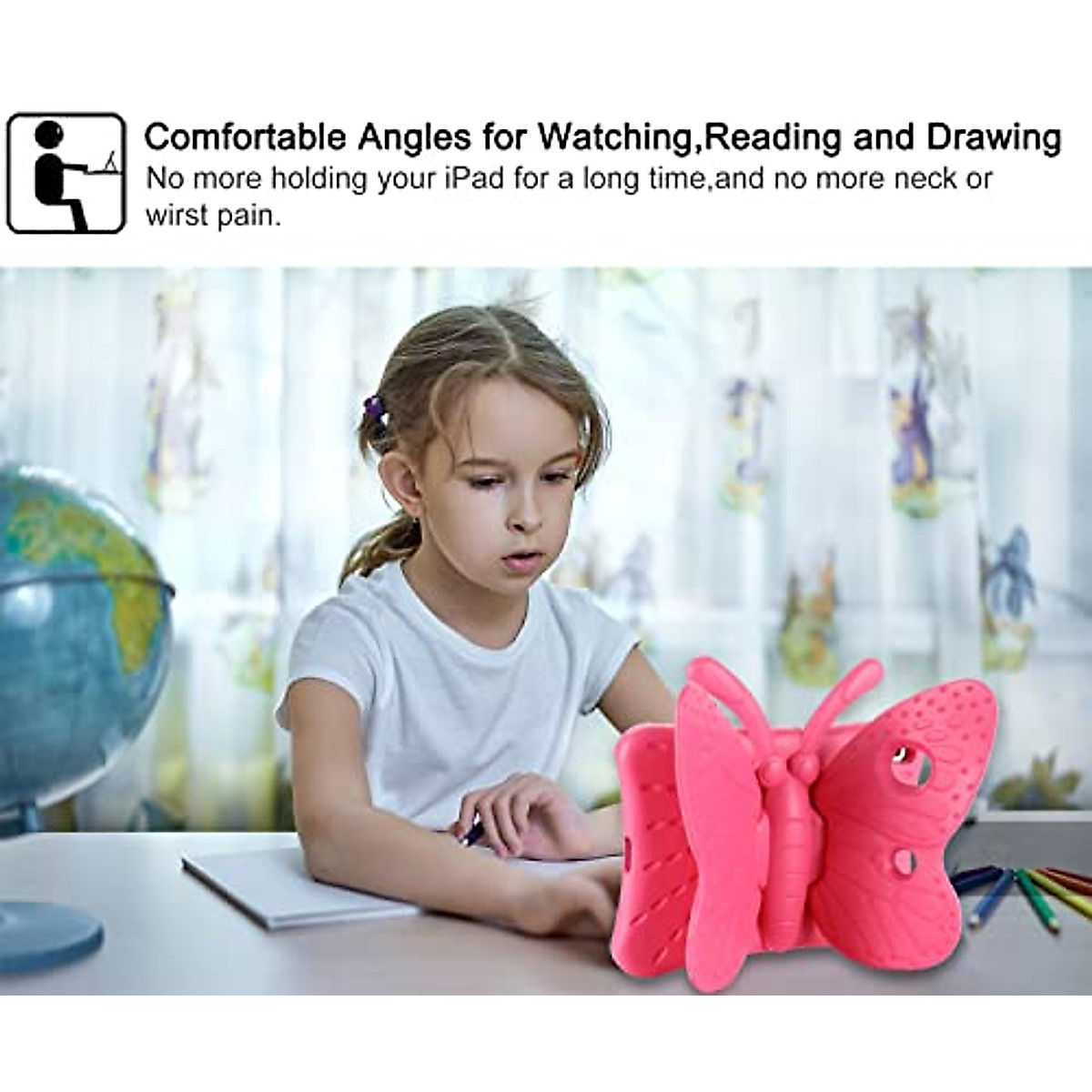 iPad Mini 6 Case - iPad Mini 6th Generation Case for Kids, 3D Cartoon Butterfly Non-Toxic EVA Light Weight Proof Shockproof Case with Kickstand for iPad Mini 6th Gen 8.3 inch 2021 Case for Boys (Rose)