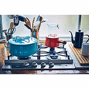 DANSK 833297 Koben Style Double Handed Pot, 7.1 inches (18 cm), 2.2 L., Induction Compatible, Turquoise/Teal, Oven Safe, Enameled