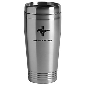 Ford Mustang Tri-Bar Silver Stainless Steel Travel Mug Tumbler