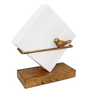 Freestanding Classic Cocktail Napkin Holder with Cast Iron Bird Design, Tabletop Tissue Dispenser, Bronze