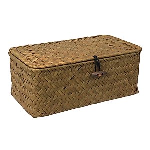 Storage Drawers Drawers Drawers Basket With Lid Woven Basket With Lid Rectangular Small Basket for Organize Snack (S) Shelf Shelf Shelf Woven Baskets