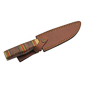 Winter Cabin Stainless Steel Blade Leather Stacked Handle 11 inch Hunting Knife
