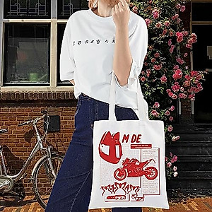 LEVLO Motomami Canvas Tote Bag Singer Song Inspired Gift Latin Music Album Shoulder Bag For Singer Fans (Motomami Tote)