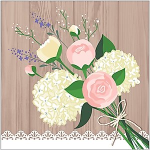Creative Converting 16-Count Paper Cocktail Napkins, Rustic Wedding