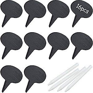 16 Pieces Cheese Markers for Charcuterie Board, Black Cheese Labels Chalkboard Picks Cupcake Name Tag Toppers for Food Dinner Wedding Birthday Parties (Oval Shape)